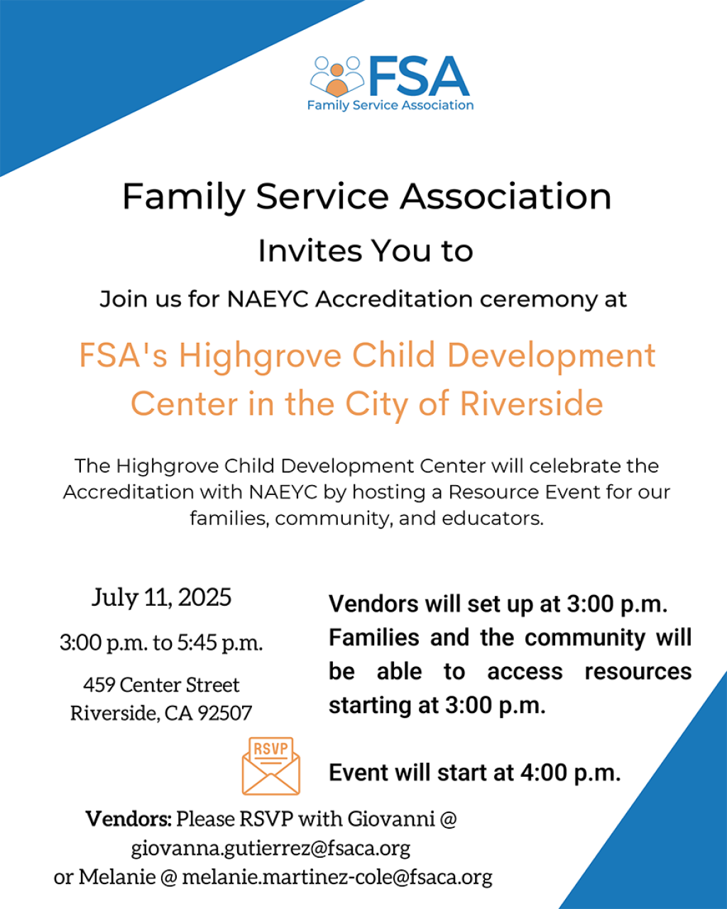 FSA's Highgrove Child Development Center in the City of Riverside ...